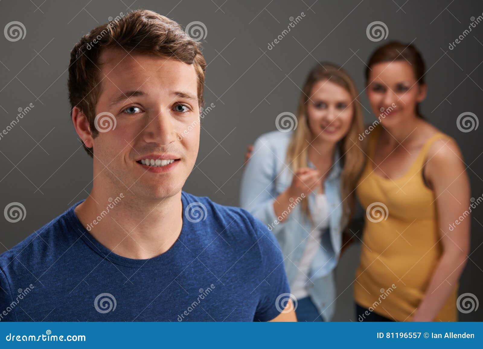Young Man Being Talked about by Women Stock Image - Image of gossiping ...