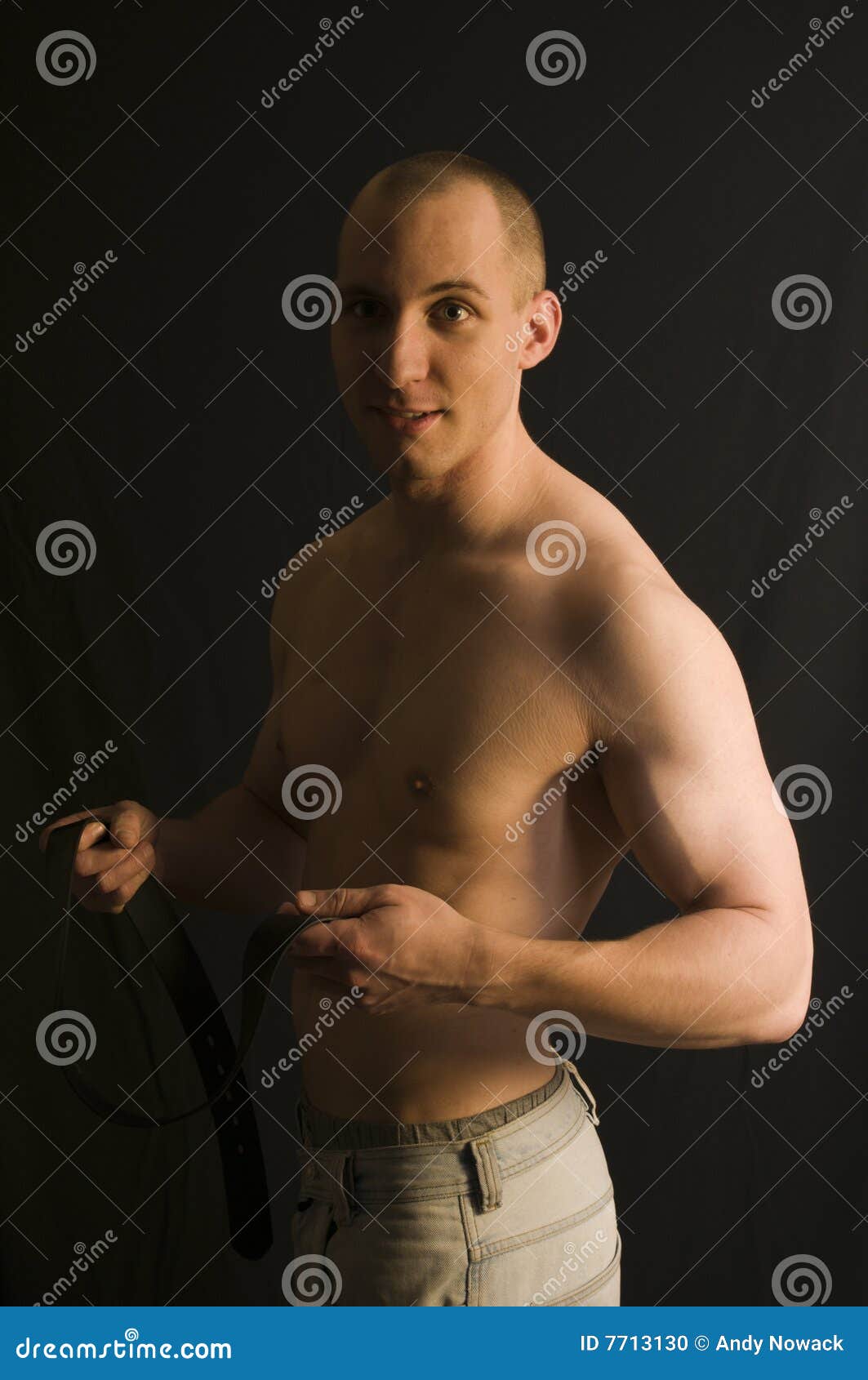 Young man with a belt stock photo. Image of hair, portrait - 7713130