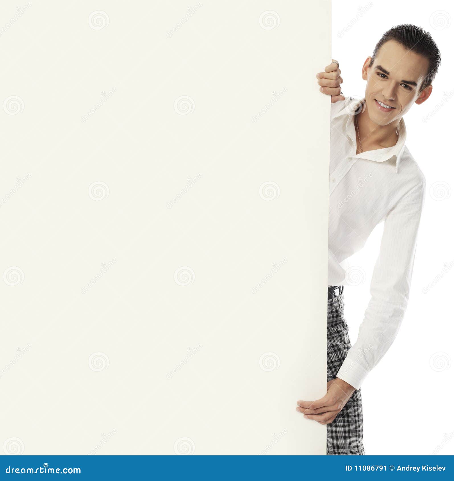 Young man with billboard stock image. Image of alone - 11086791