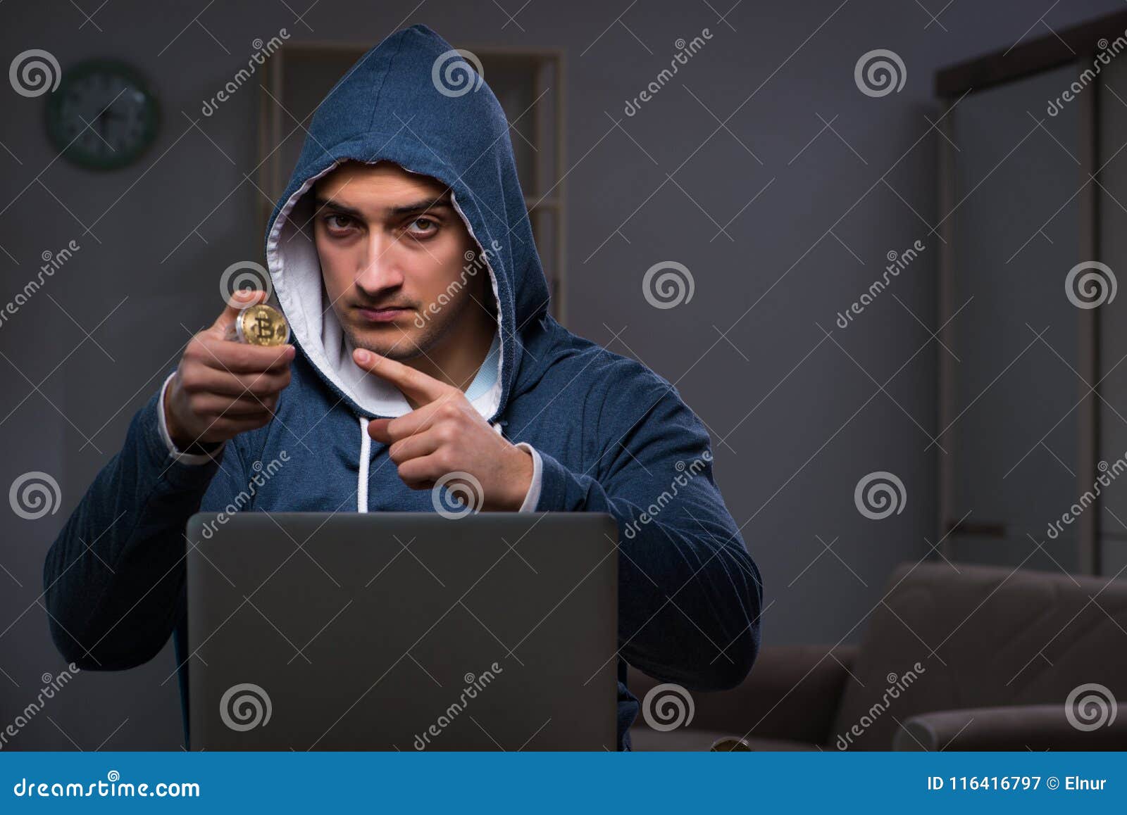 The Young Man in Bitcoin Mining Concept Stock Image - Image of bitcoin ...