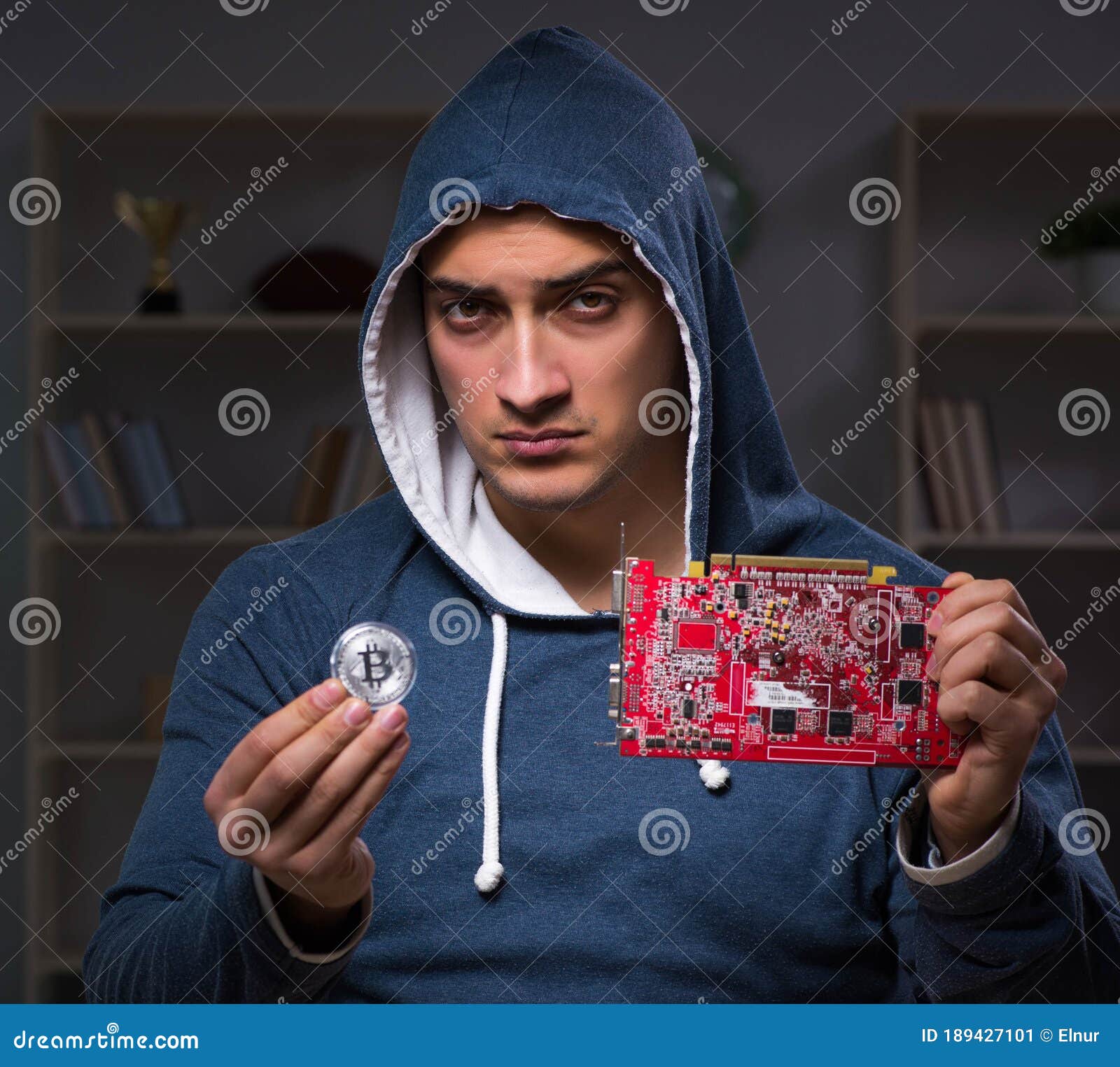 Young Man in Bitcoin Mining Concept Stock Image - Image of businessman ...