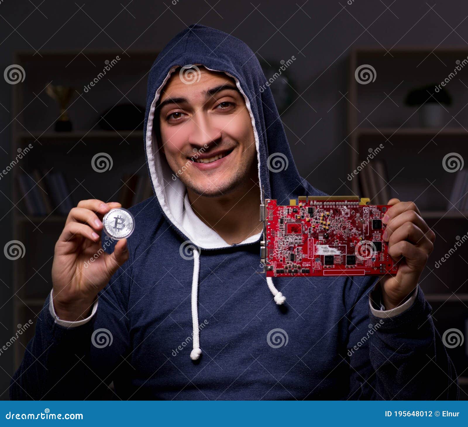 Young Man in Bitcoin Mining Concept Stock Photo - Image of chain ...