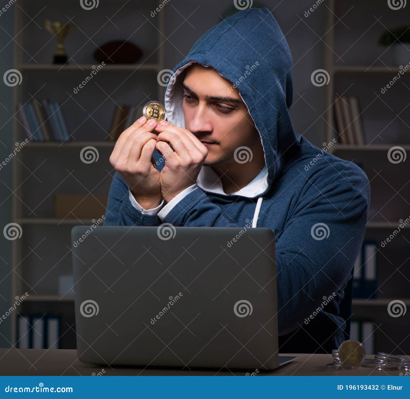 Young Man in Bitcoin Mining Concept Stock Photo - Image of financial ...