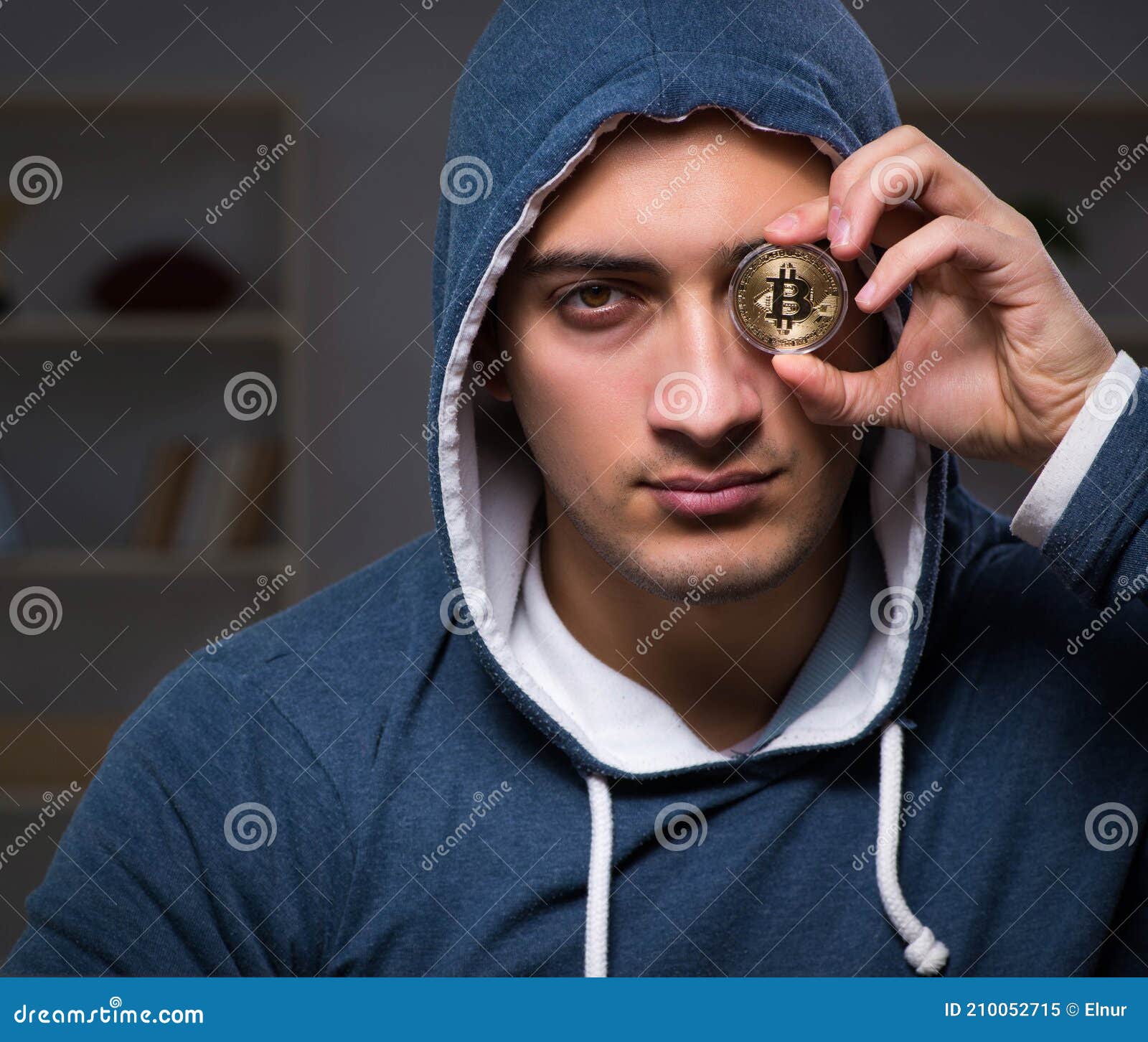 Young Man in Bitcoin Mining Concept Stock Image - Image of fintech ...