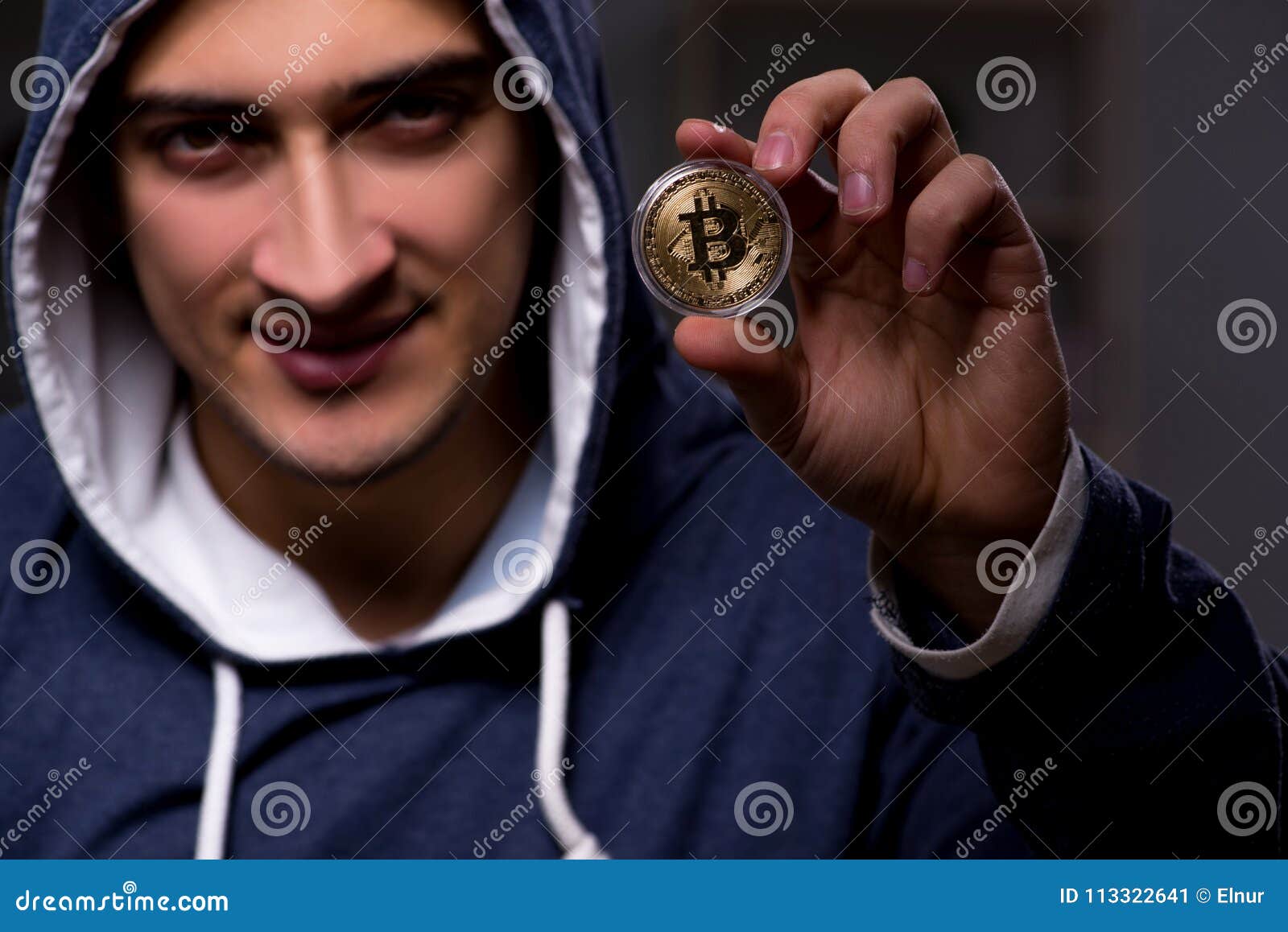 The Young Man in Bitcoin Mining Concept Stock Image - Image of banking ...