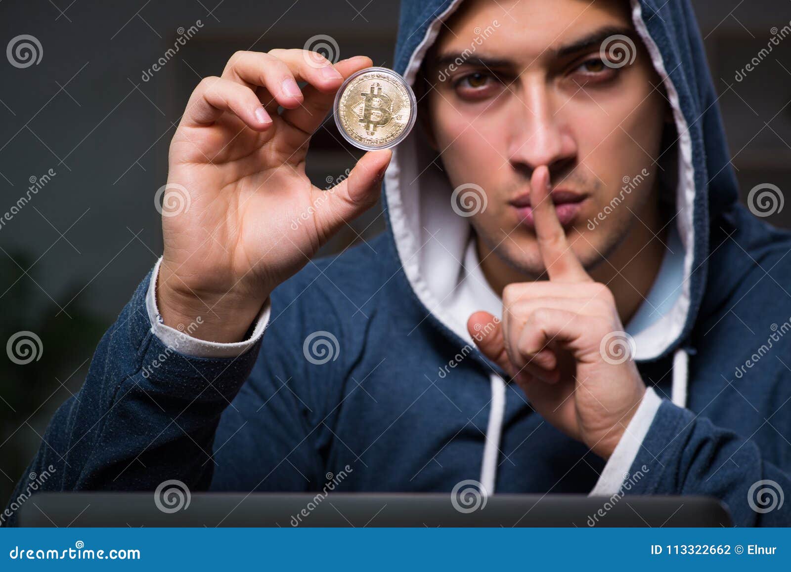 The Young Man in Bitcoin Mining Concept Stock Photo - Image of ...