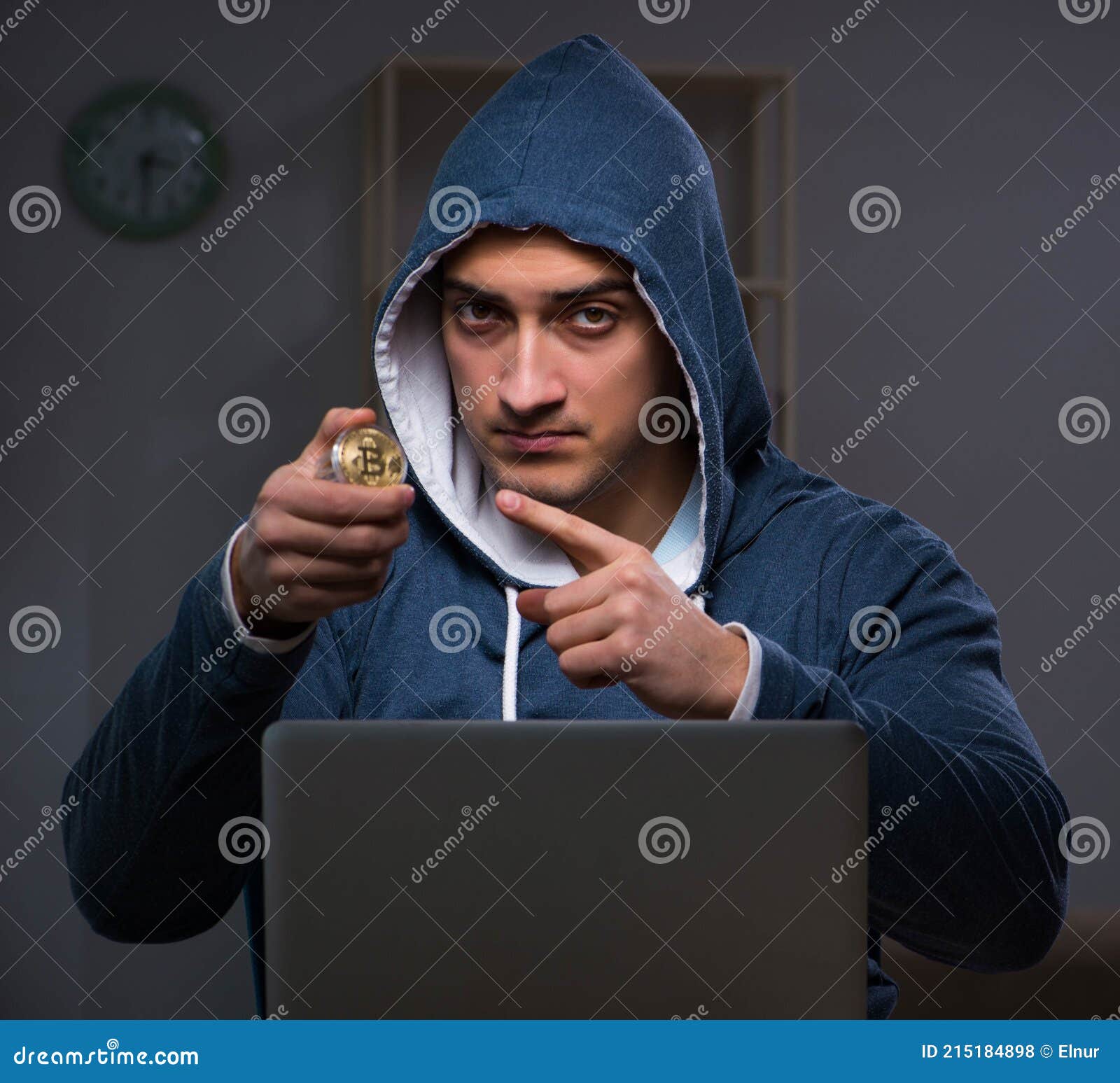 Young Man in Bitcoin Mining Concept Stock Photo - Image of business ...