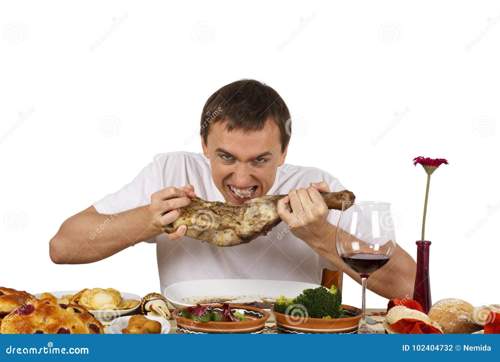 Young man eating stock photo. Image of healthy, salad - 102404732