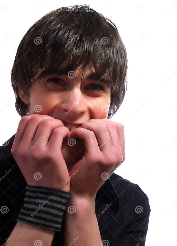 Young Man is Biting His Nails Stock Photo - Image of attraction, biting ...