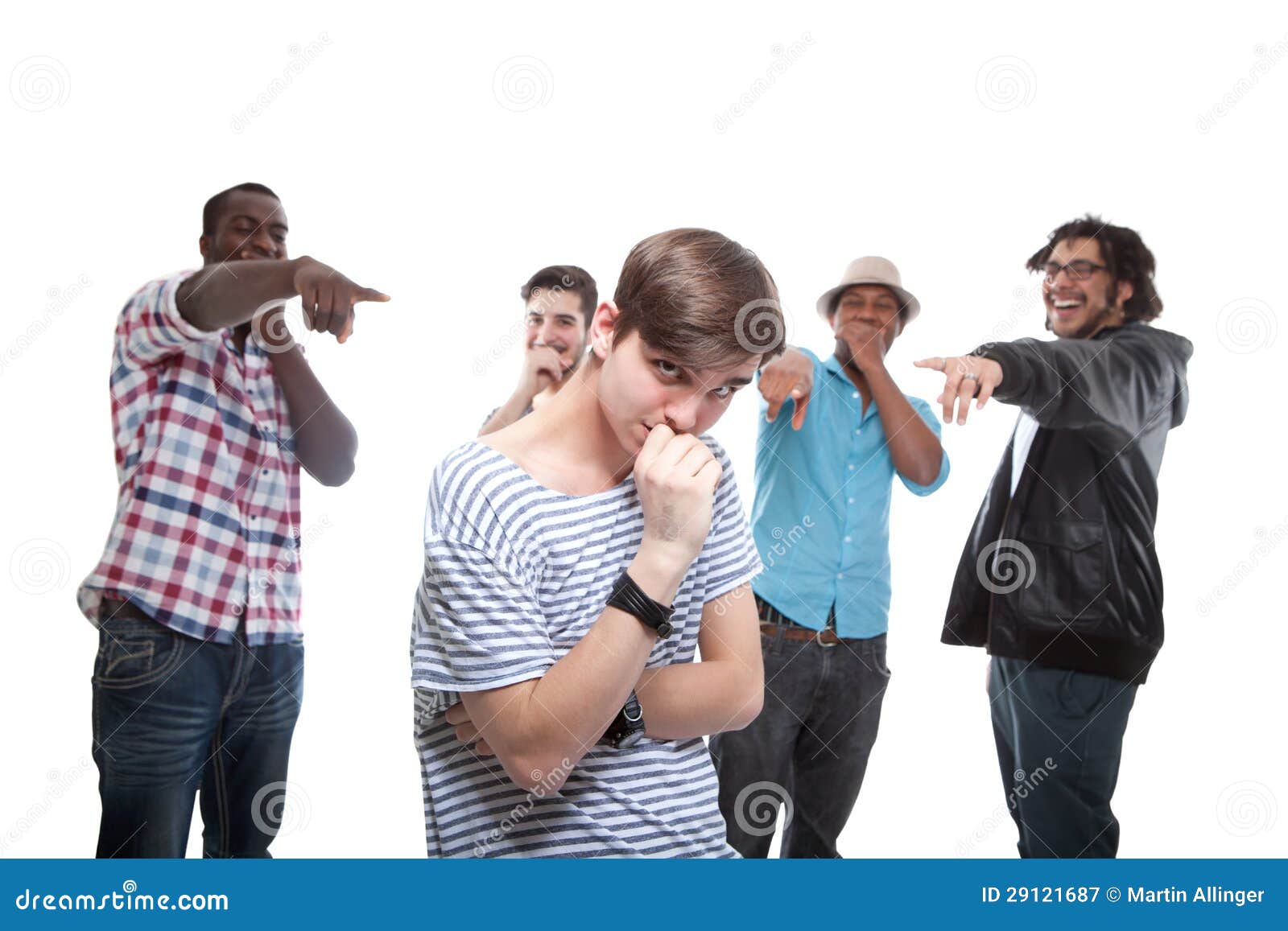 Young Man Blamed by His Friends Stock Image - Image of attractive ...