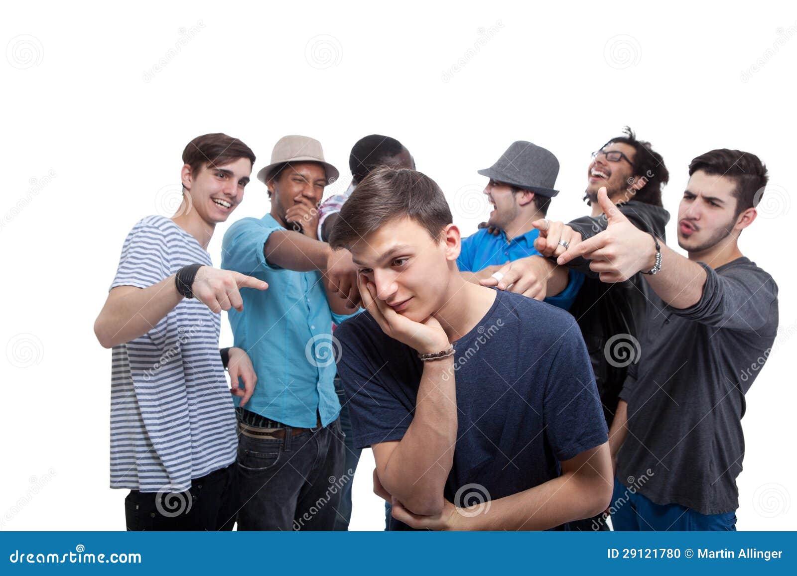 Young Man Blamed by His Friends Stock Photo - Image of attractive ...