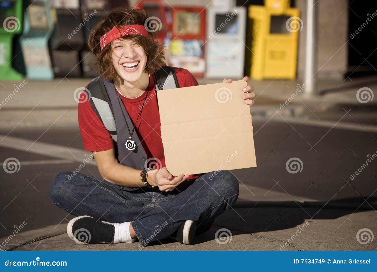Young Man with Blank Cardboard Sign Stock Image - Image of person ...