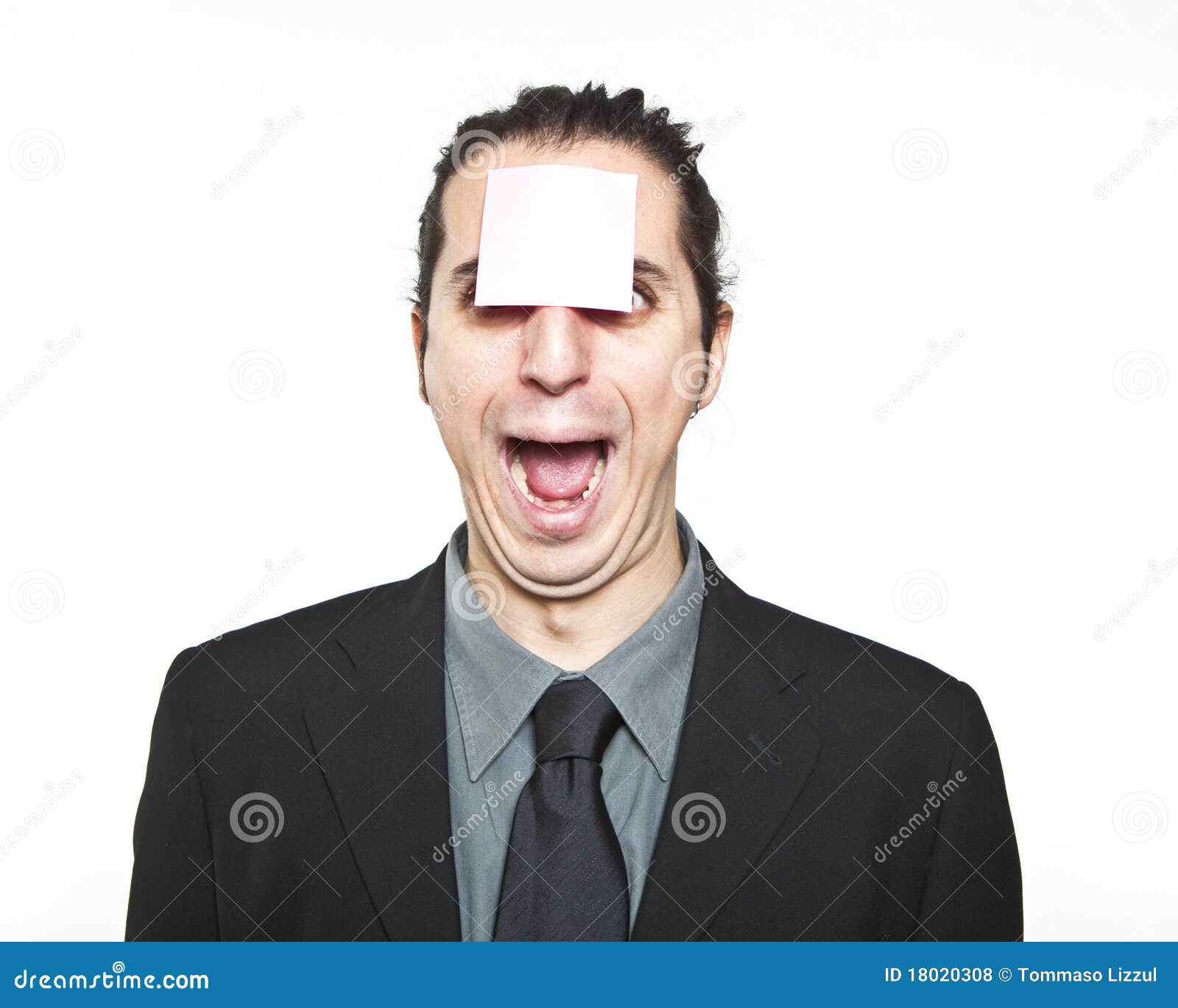 Young Man with Blank Note on the Face Stock Photo - Image of empty ...