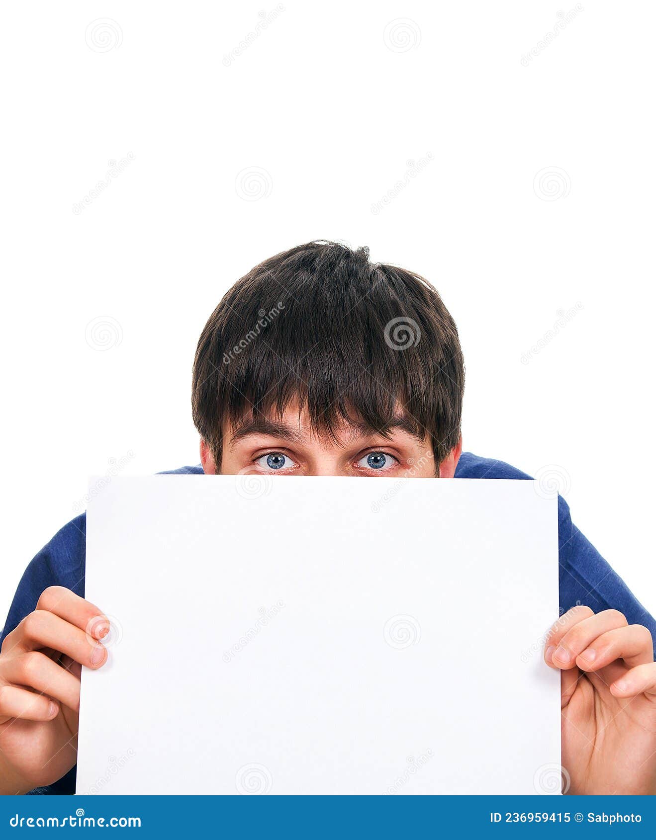 Young Man with a Blank Paper Stock Image - Image of eyes, conceal ...