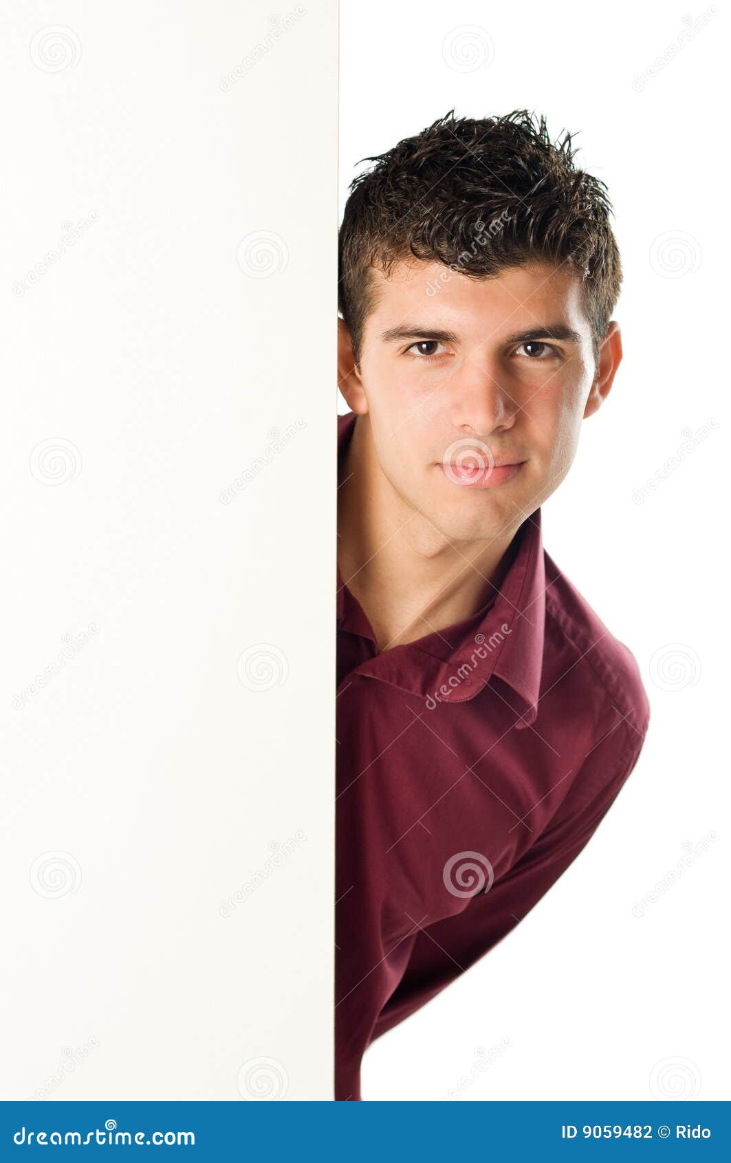 Young man with blank sign stock photo. Image of looking - 9059482