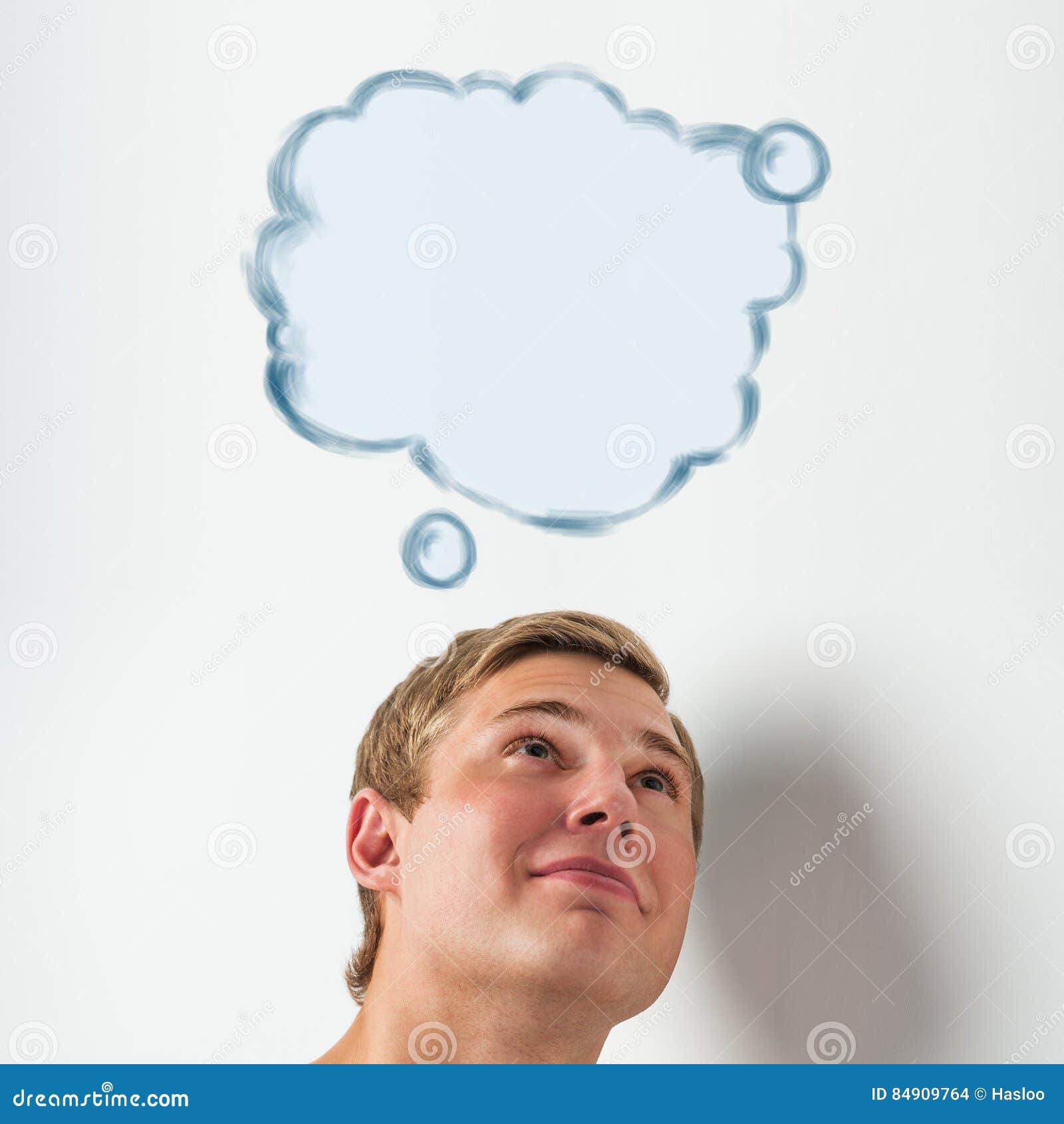 Young Man with a Blank Speech Bubble Over His Head Stock Photo - Image ...