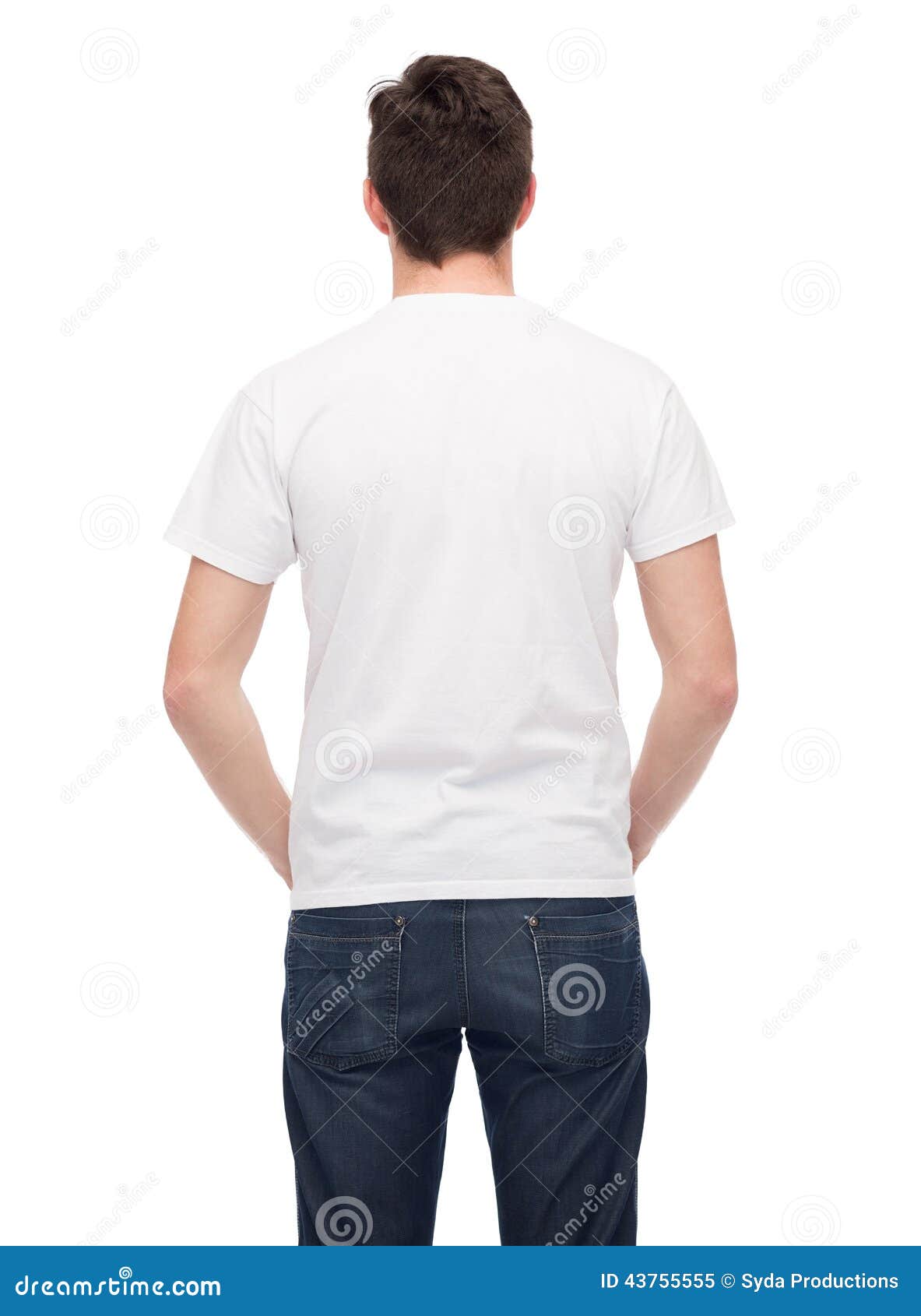 Young Man in Blank White T-shirt from Back Stock Image - Image of ...