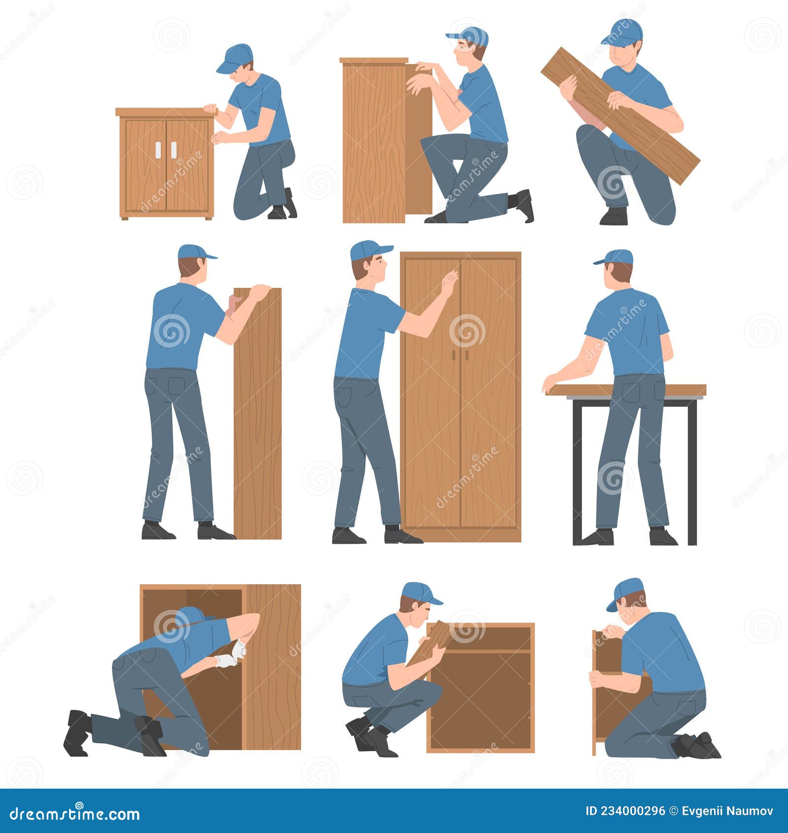Man Assembling And Installing New Furniture With Drill Manual