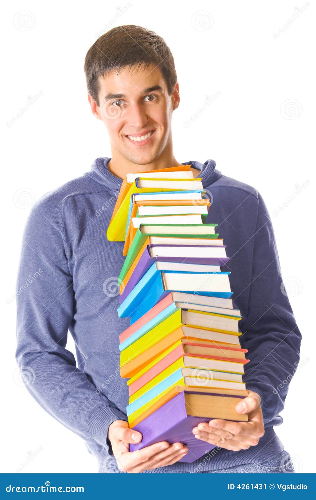 Young man with books stock image. Image of casual, university - 4261431