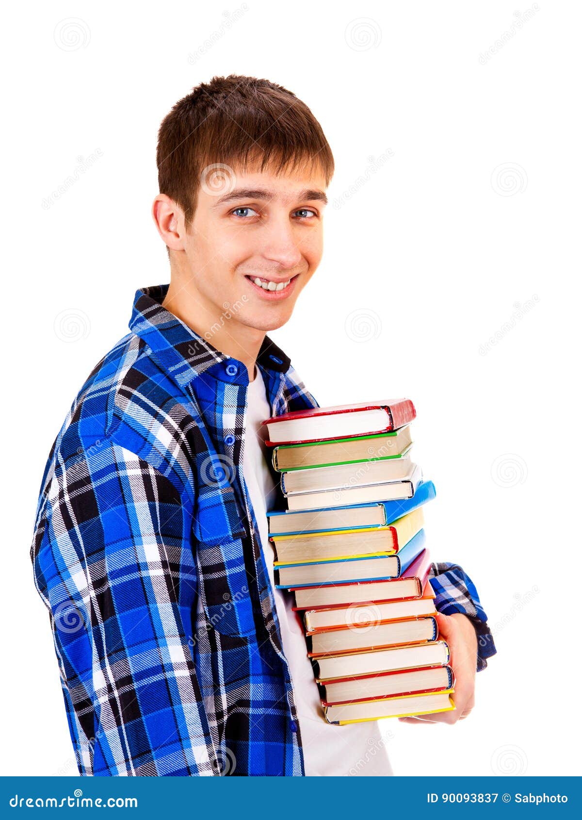 Young Man with a Books stock image. Image of heap, portrait - 90093837