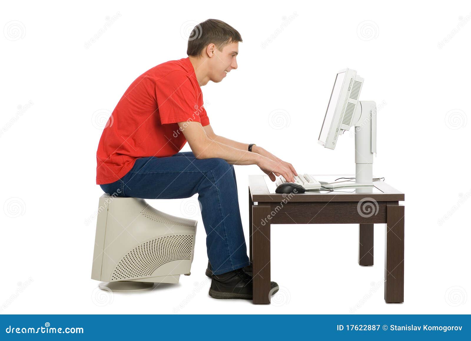 Young Man Bought a New Computer Stock Image - Image of portrait ...