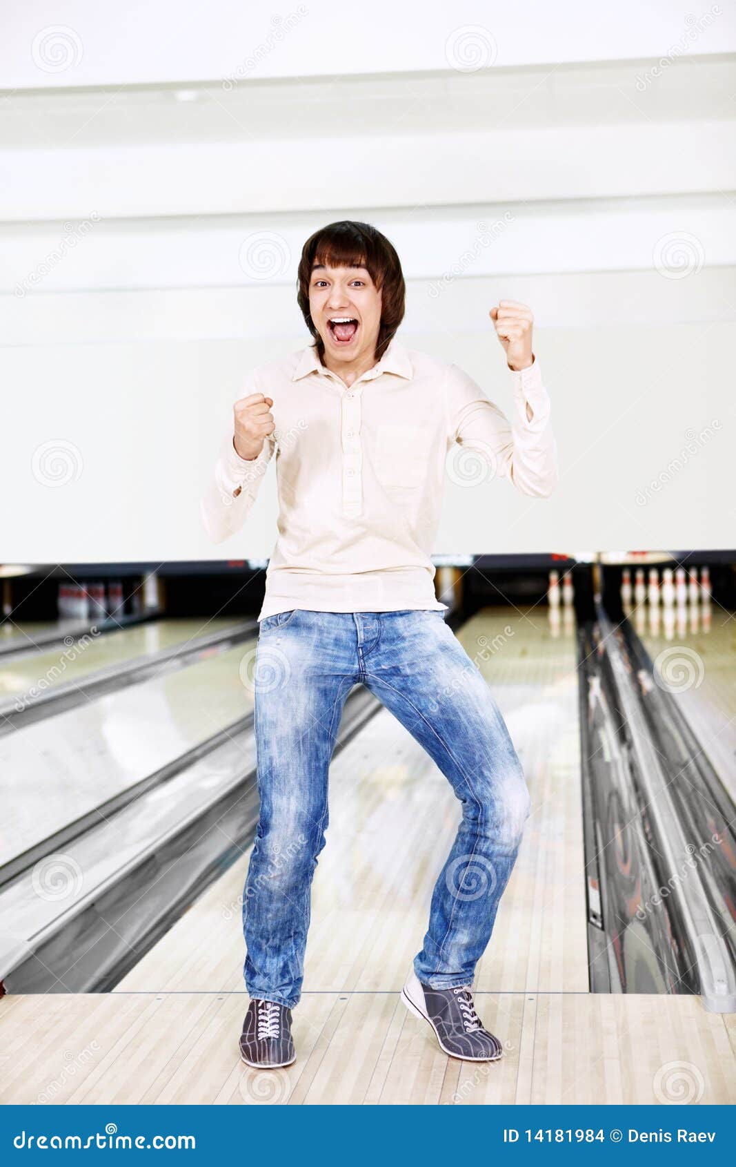 The young man in bowling stock photo. Image of action - 14181984