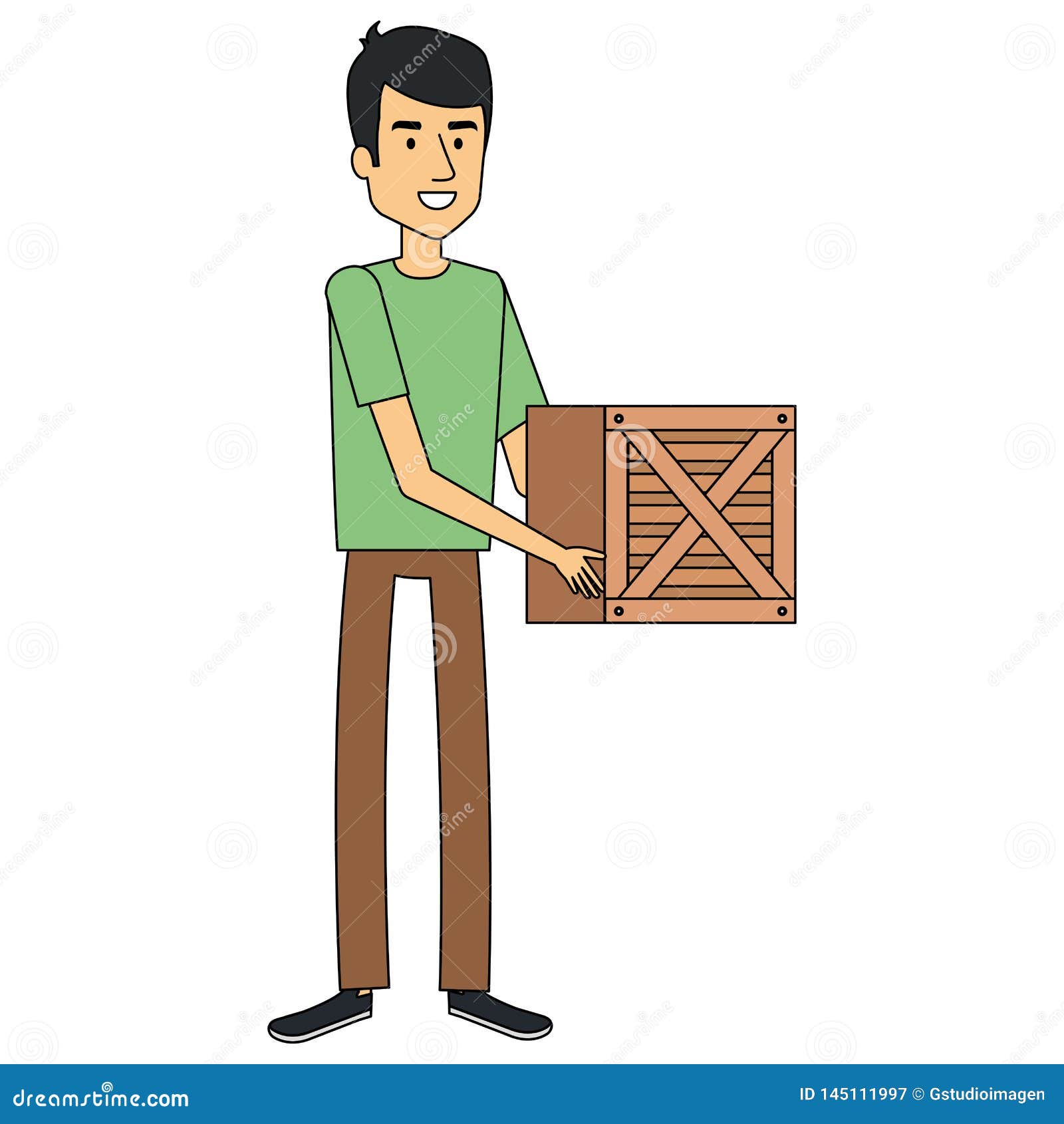 Young Man with Box Character Stock Vector - Illustration of postal ...