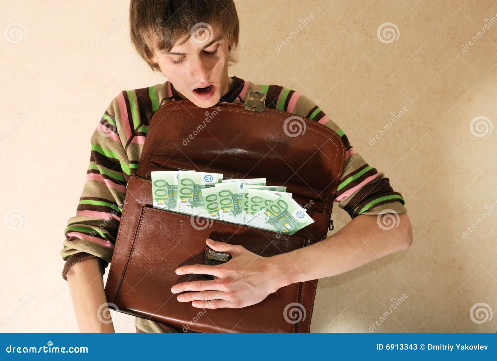 Young Man with Briefcase Full of Money Stock Image - Image of caucasian ...