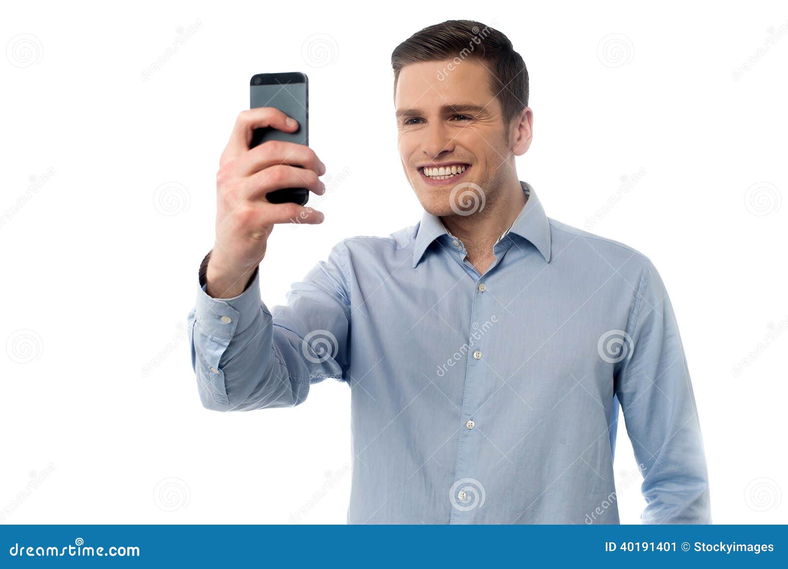 Young Man Browsing in Mobile Phone Stock Image - Image of manager ...