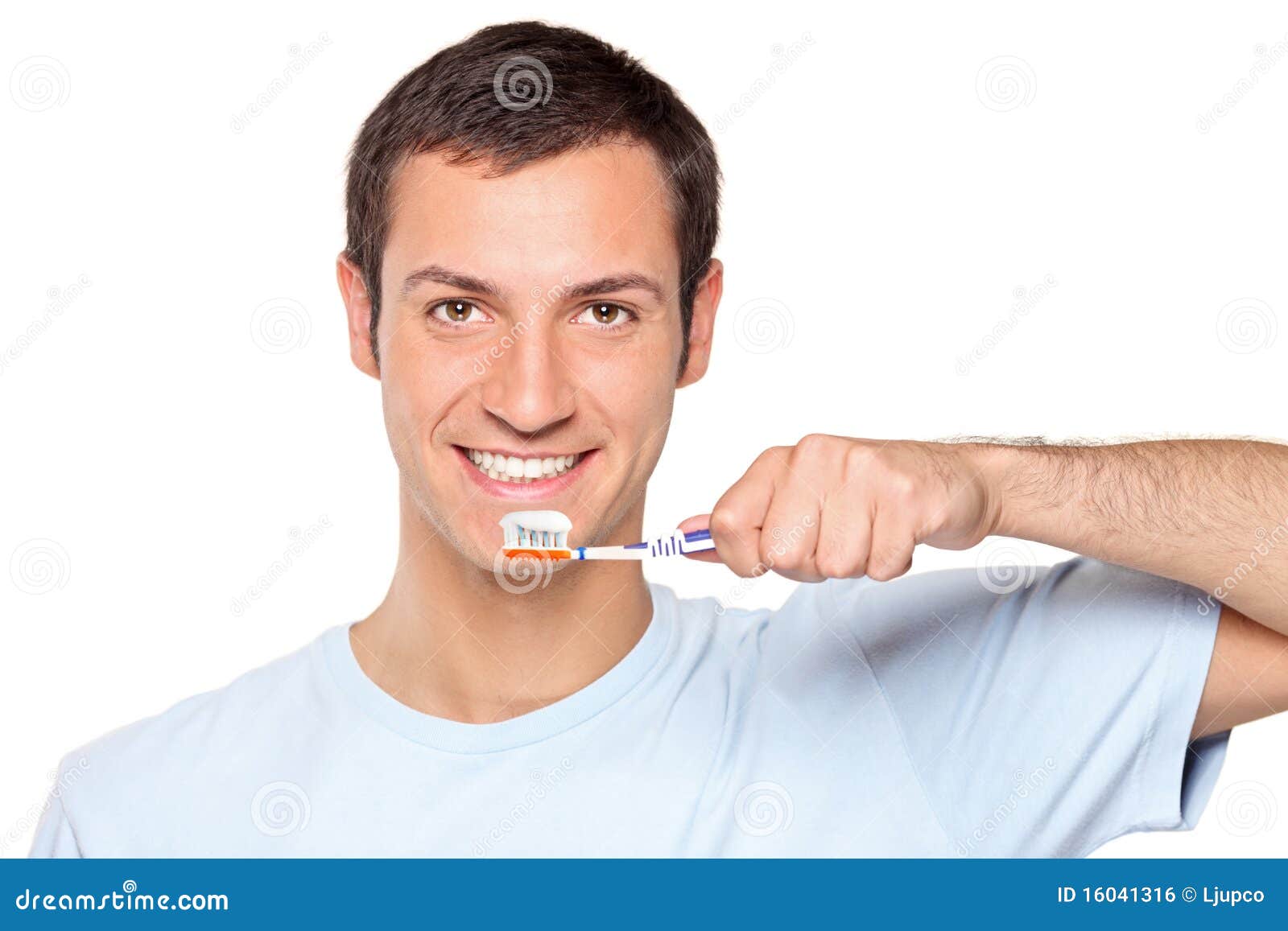 Young Man Brushing His Teeth Stock Photo - Image of caucasian, holding ...