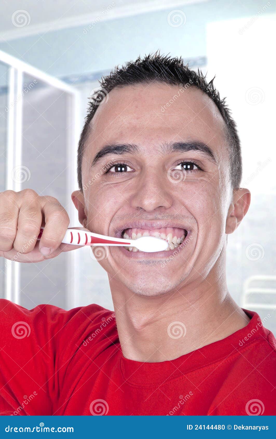 Young Man Brushing His Teeth Stock Photo - Image of natural, care: 24144480