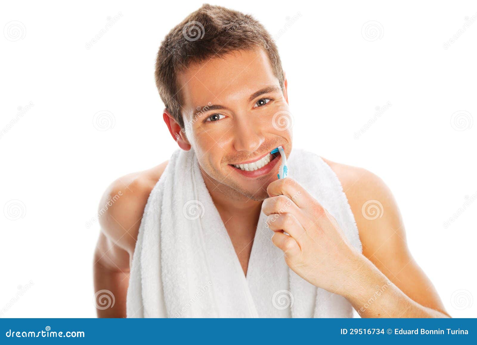 Young Man Brushing His Teeth Stock Photo - Image of oral, care: 29516734