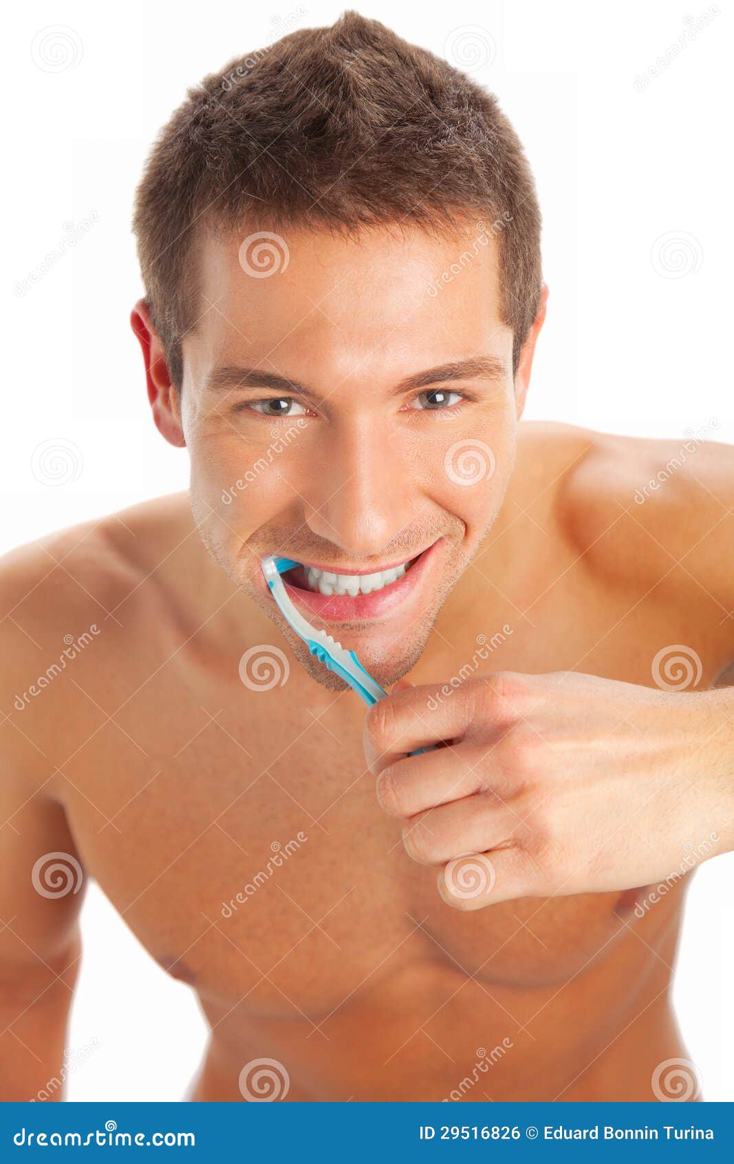 Young Man Brushing His Teeth Stock Photo - Image of young, male: 29516826