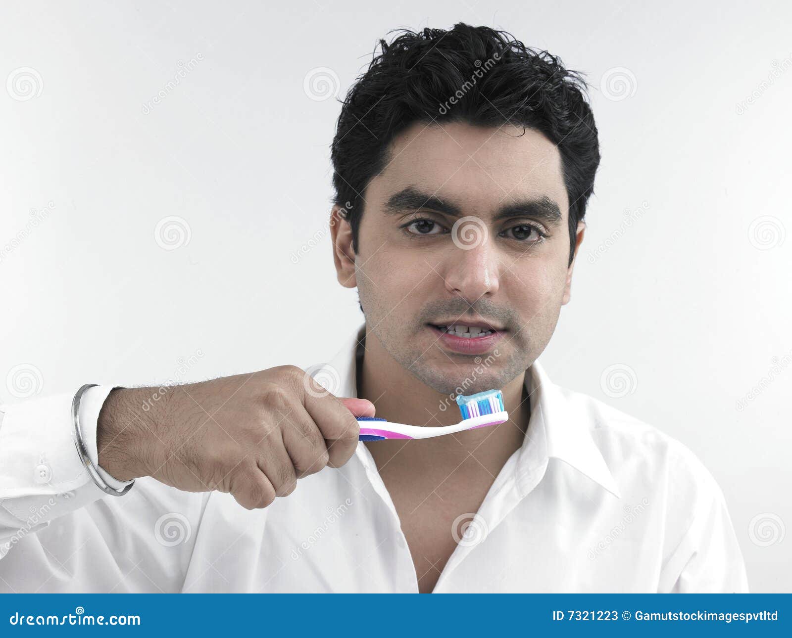 Young Man Brushing His Teeth Stock Image - Image of handsome, clean ...