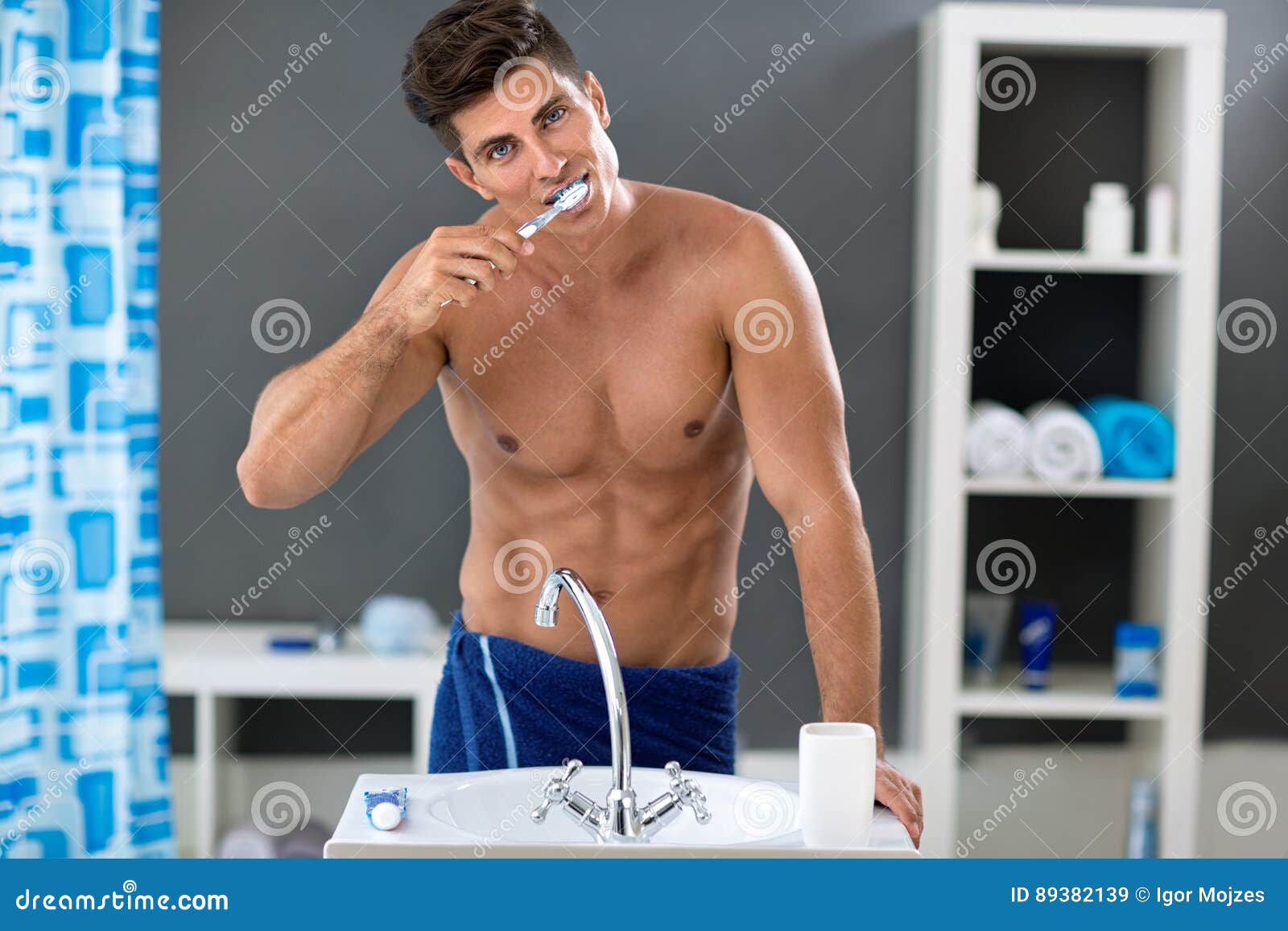 Young Man Brushing His Teeth Stock Image - Image of healthy, brushing ...