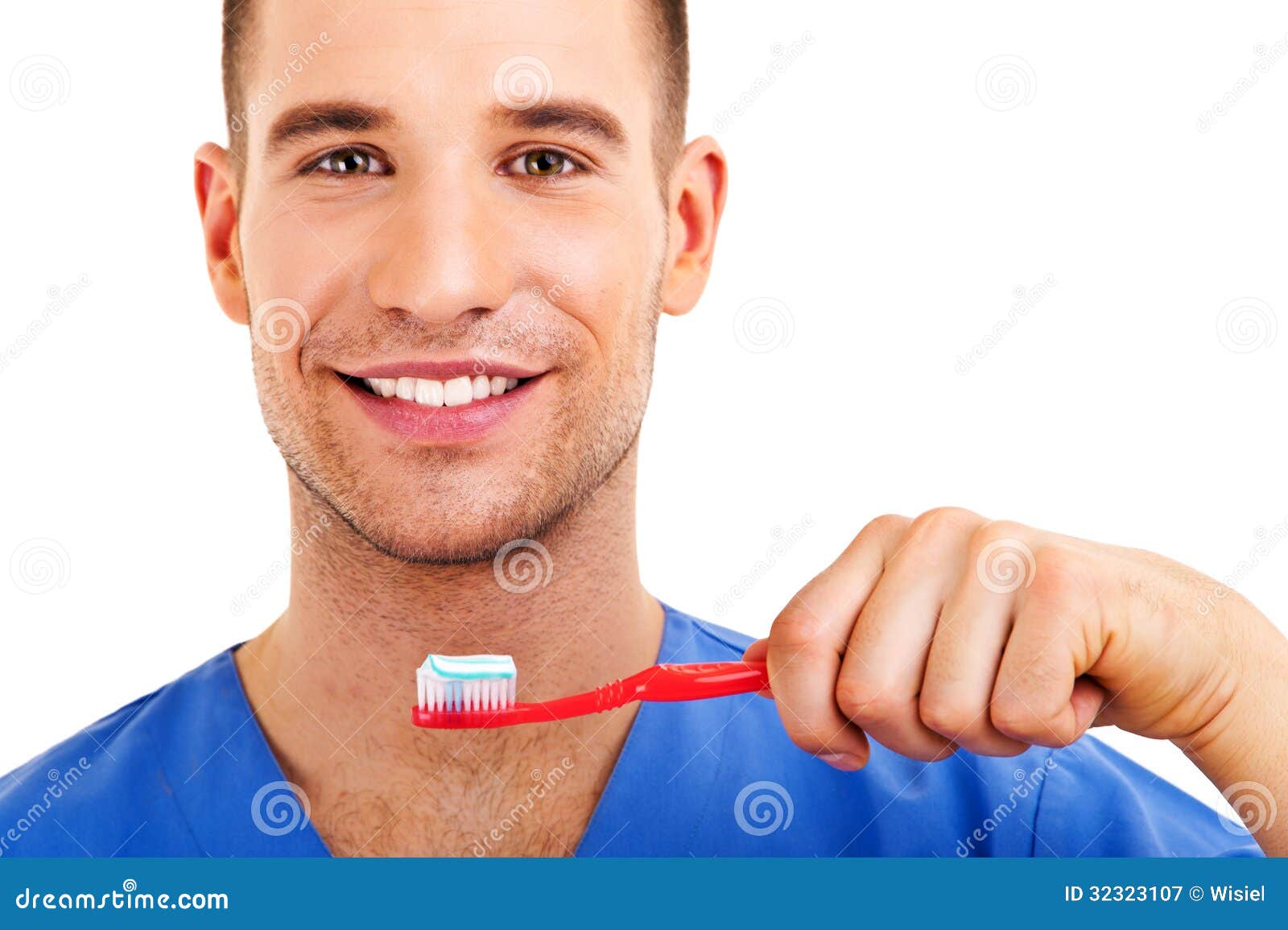 A Young Man Brushing His Teeth Stock Image - Image of care, person ...
