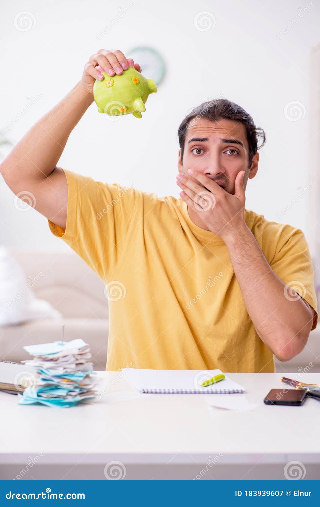 Young Man in Budget Planning Concept Stock Image - Image of pension ...