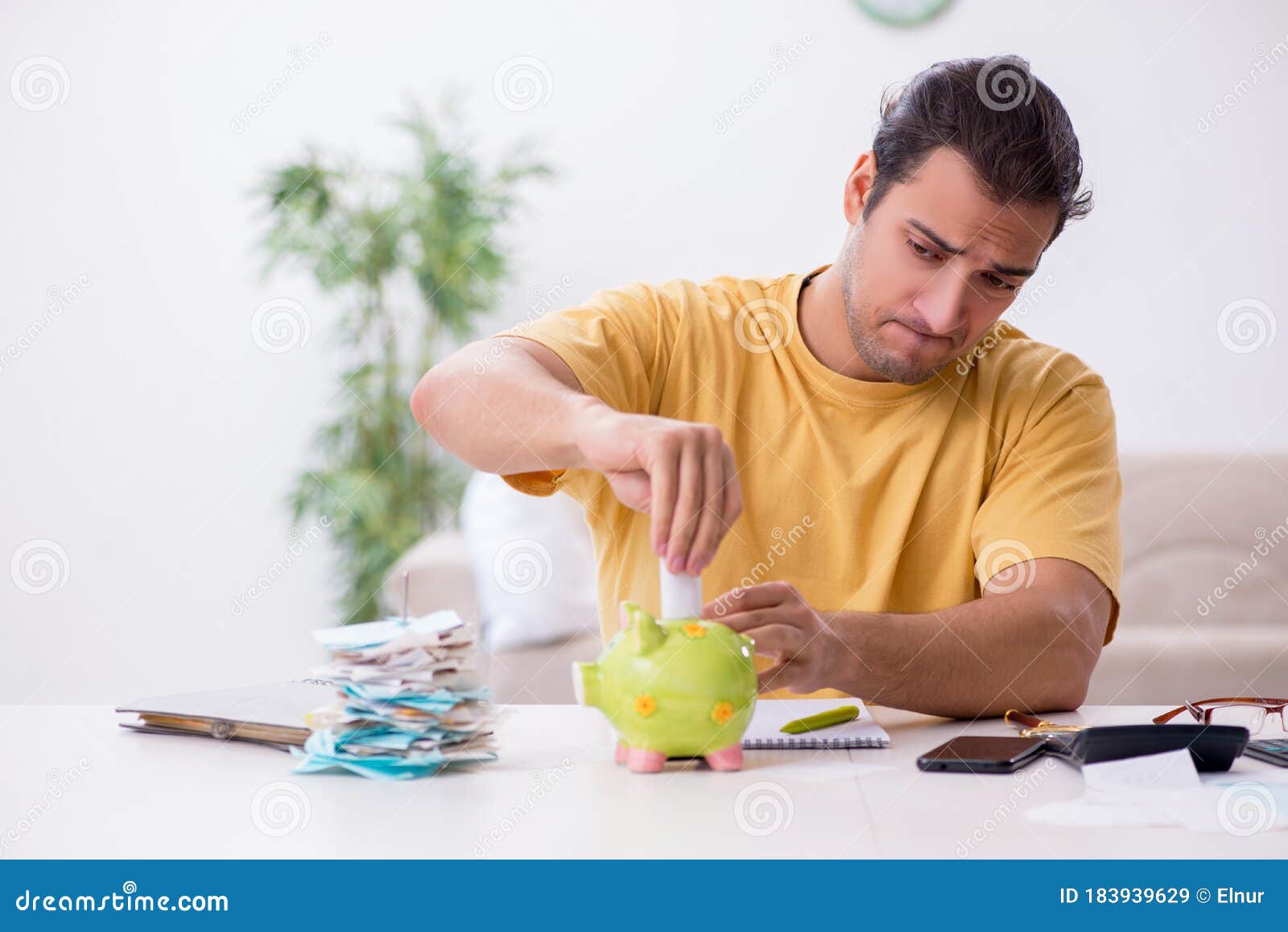 Young Man in Budget Planning Concept Stock Image - Image of bankrupt ...