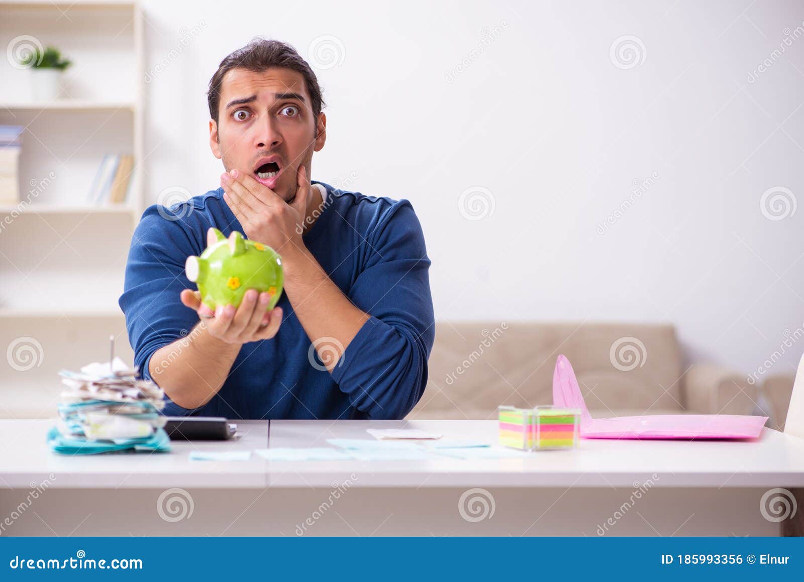 Young Man in Budget Planning Concept Stock Photo - Image of bank, money ...