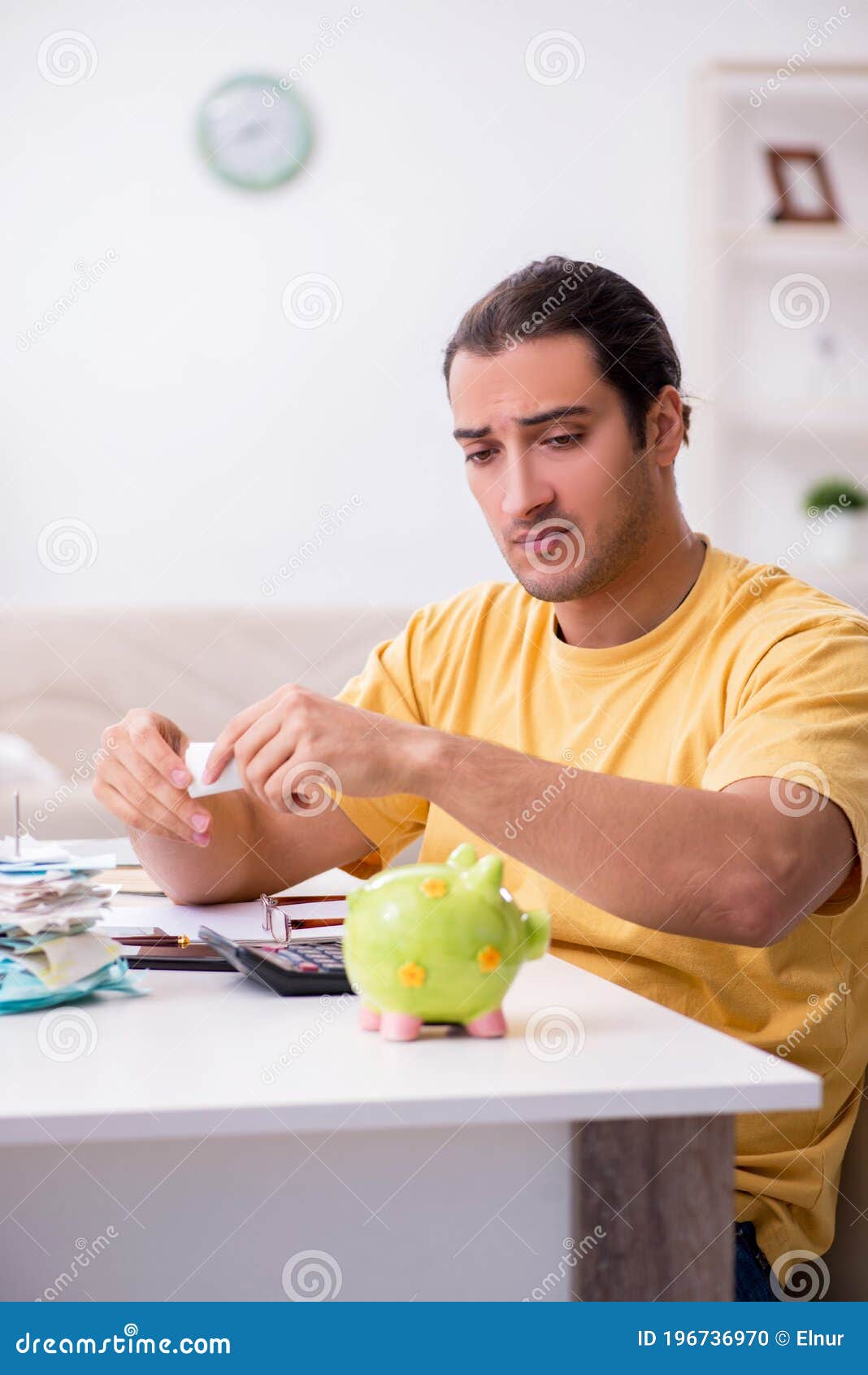 Young Man in Budget Planning Concept Stock Photo - Image of expenses ...