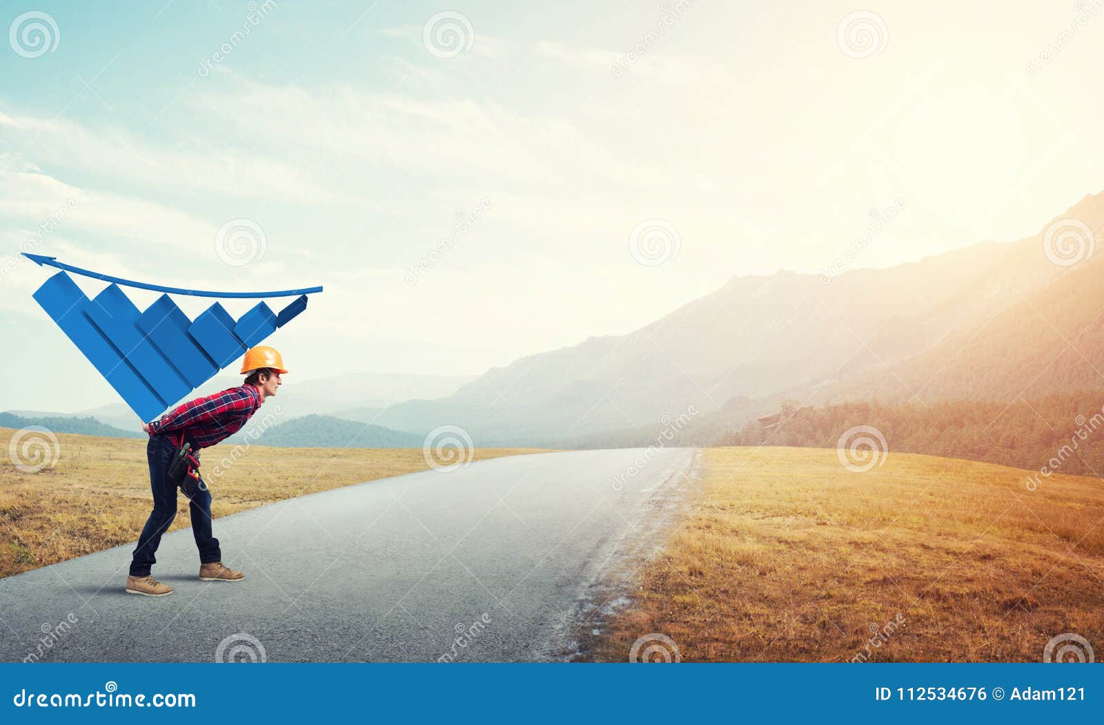 Engineer Man Carry Progress Graph Stock Photo - Image of employment ...