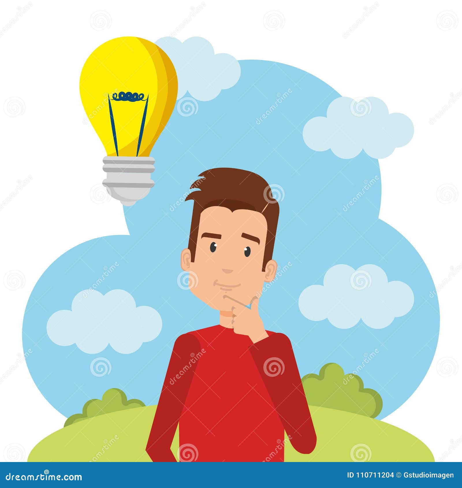 Young Man with Bulb Character Stock Vector - Illustration of field ...