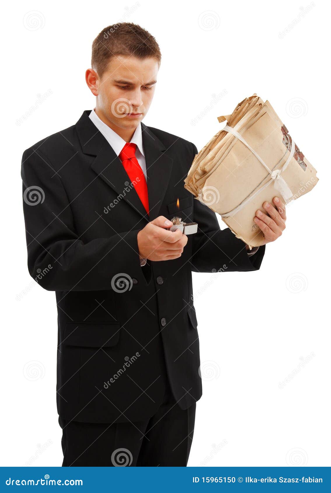 Young Man Burning File Folder Stock Photo - Image of young, work: 15965150
