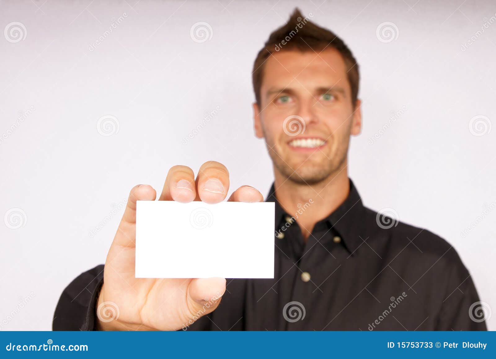 Young Man with Business Card Stock Image - Image of handsome, people ...