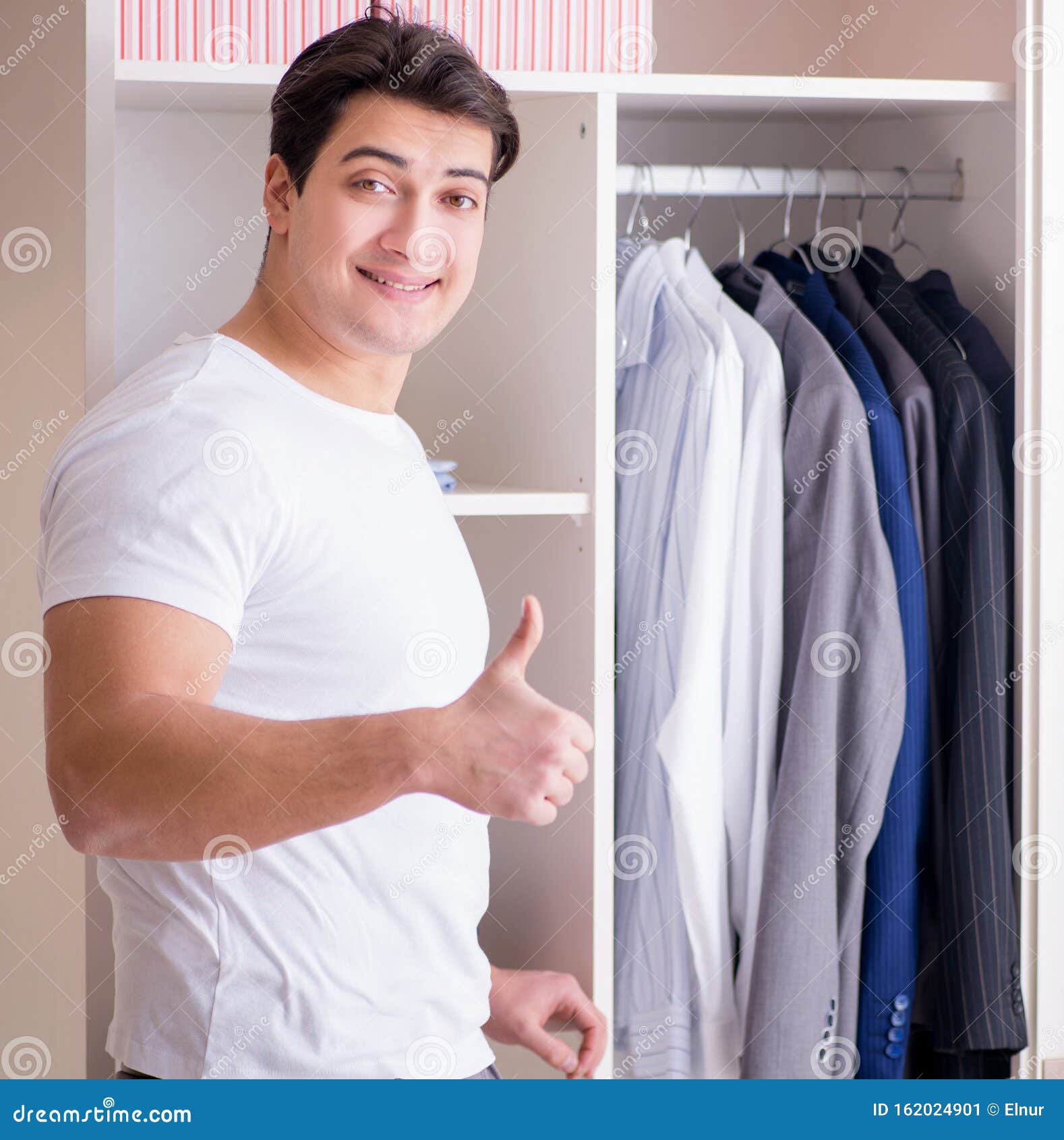 Young Man Businessman Getting Dressed for Work Stock Image - Image of ...