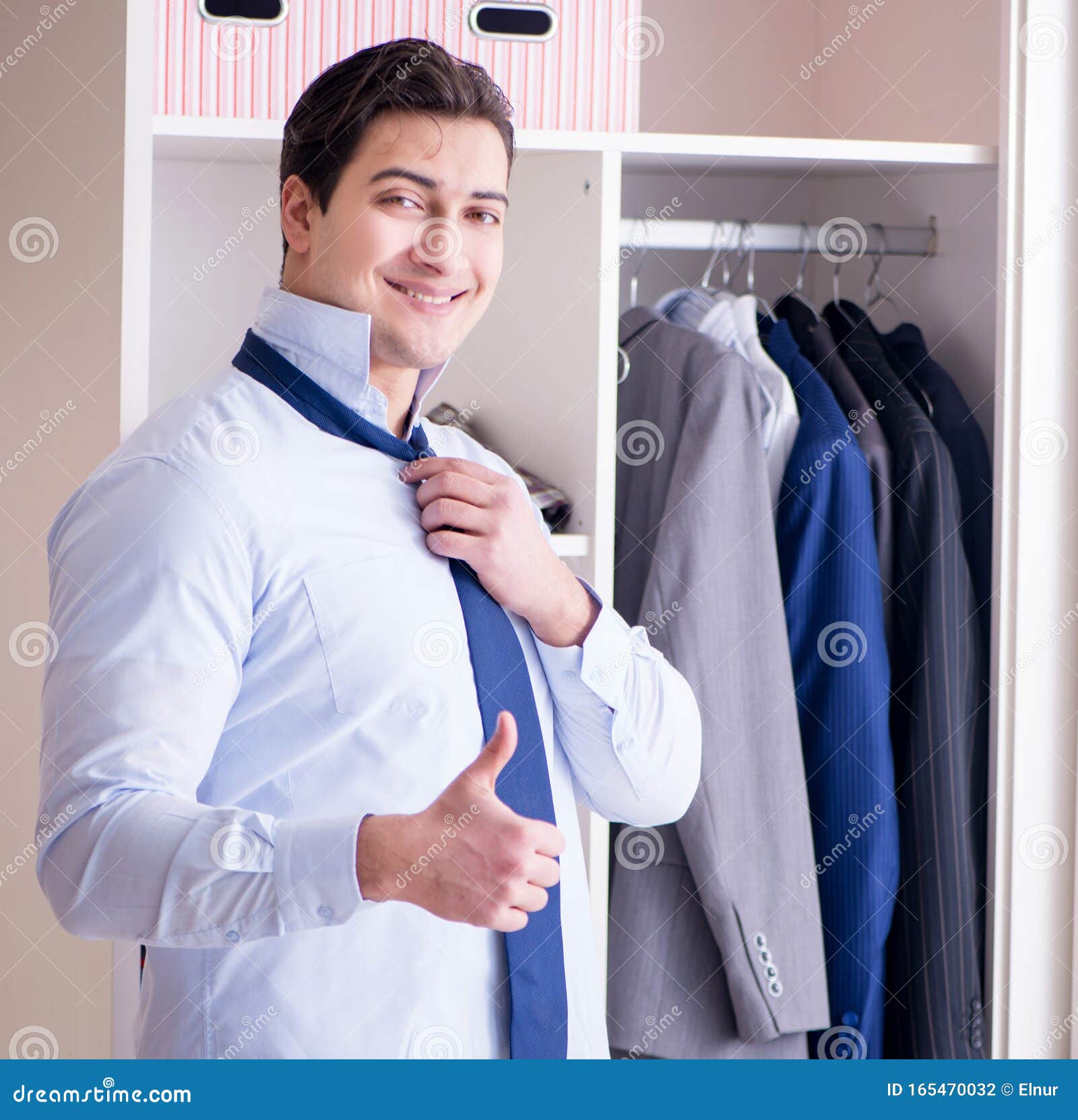 Young Man Businessman Getting Dressed for Work Stock Photo - Image of ...
