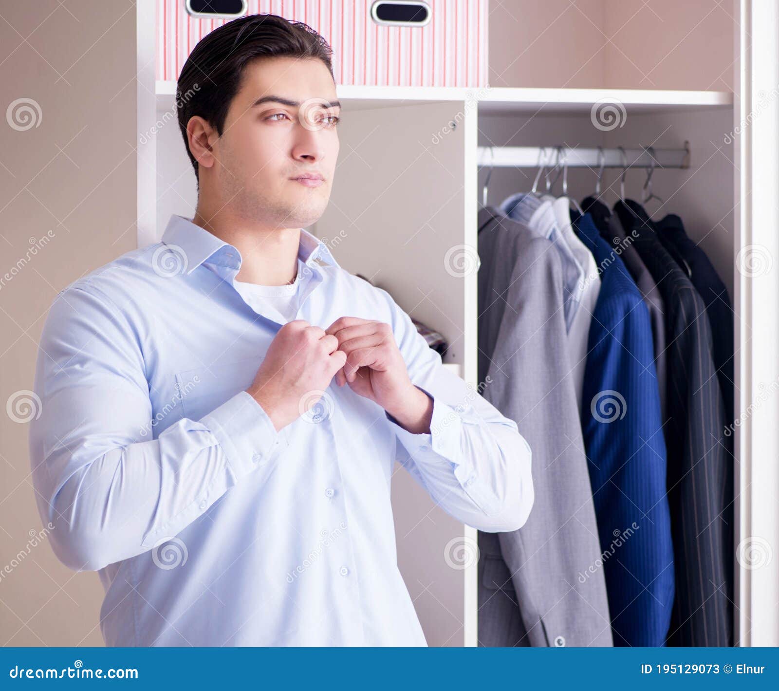 Young Man Businessman Getting Dressed for Work Stock Image - Image of ...