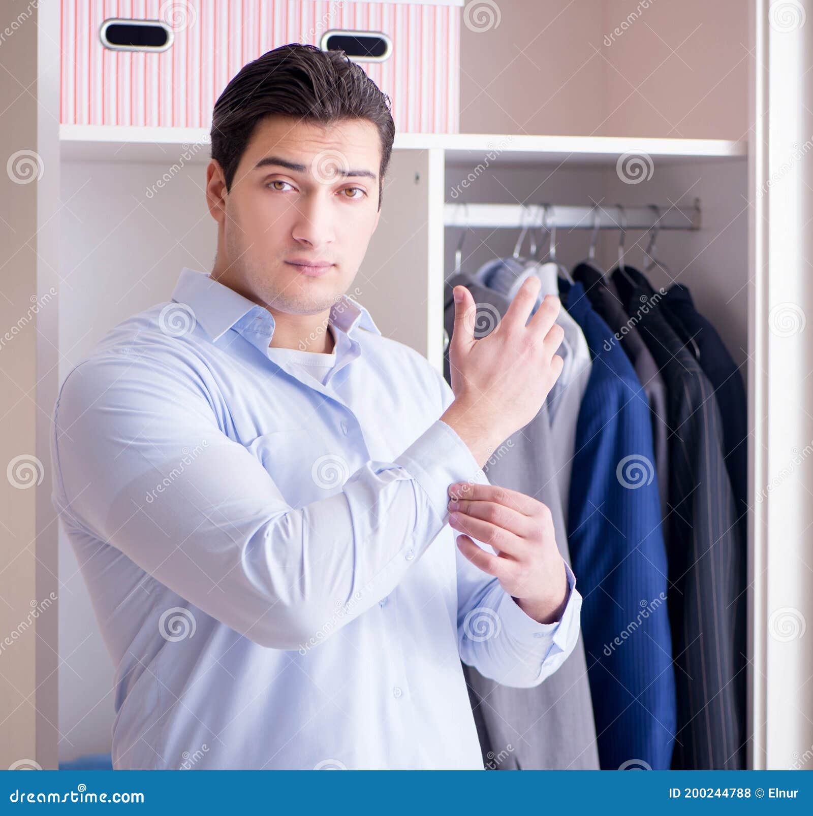 Young Man Businessman Getting Dressed for Work Stock Photo - Image of ...