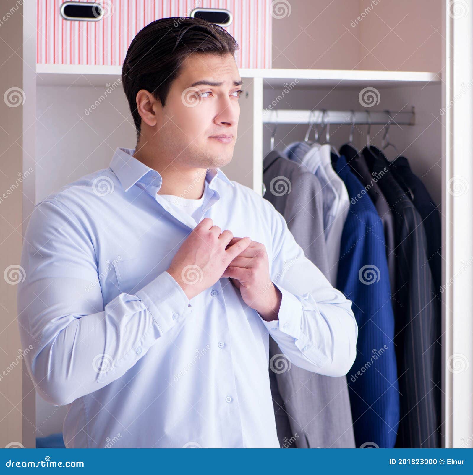 Young Man Businessman Getting Dressed for Work Stock Photo - Image of ...