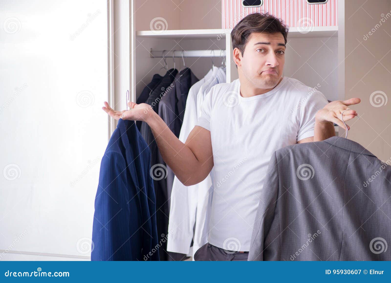 The Young Man Businessman Getting Dressed for Work Stock Image - Image ...